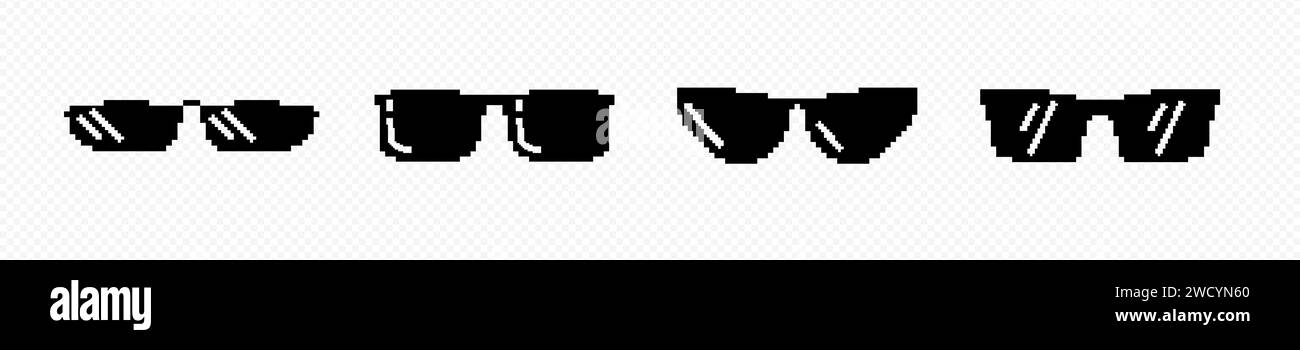 Stylish pixel glasses with black frames set Stock Vector Image & Art ...