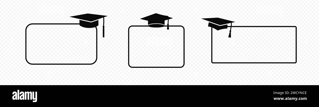 Graduate caps with frame. Black cap with square brim to banner ...