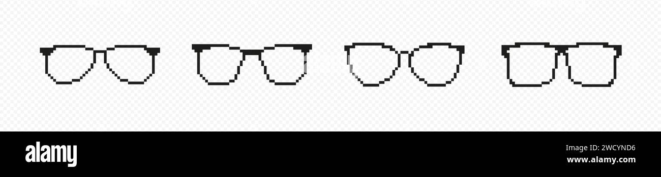 Pixel glasses with black frames set Stock Vector Image & Art - Alamy