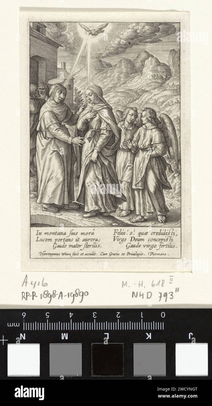 Visitation, Hieronymus Wierix, 1563 - Before 1619 print Maria visits her niece Elisabet. She is ...