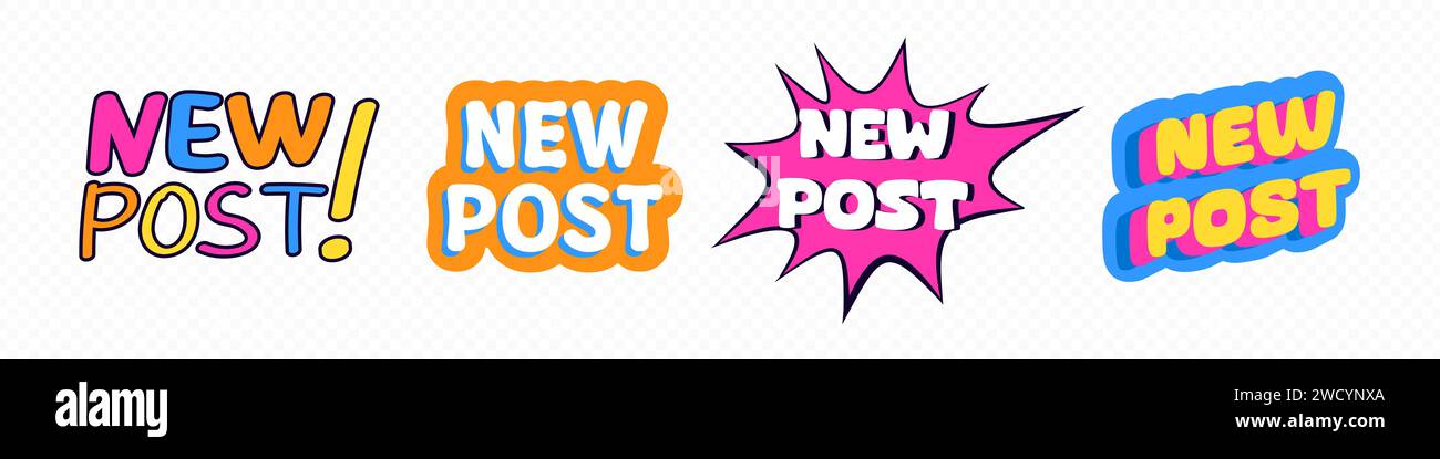 New post social media handwritten typography sticker Stock Vector Image ...