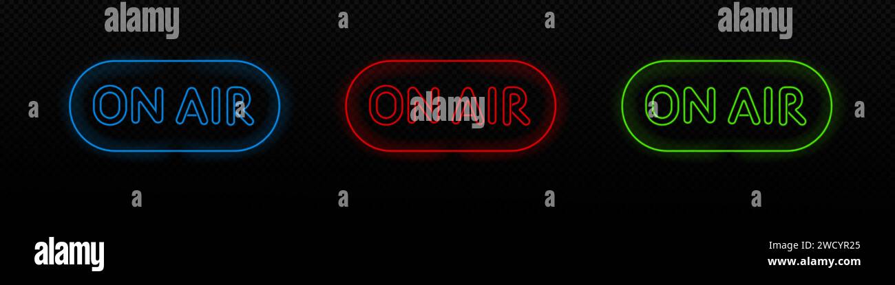 On air neon live show vector icon. Radio glowing laser symbol Stock ...