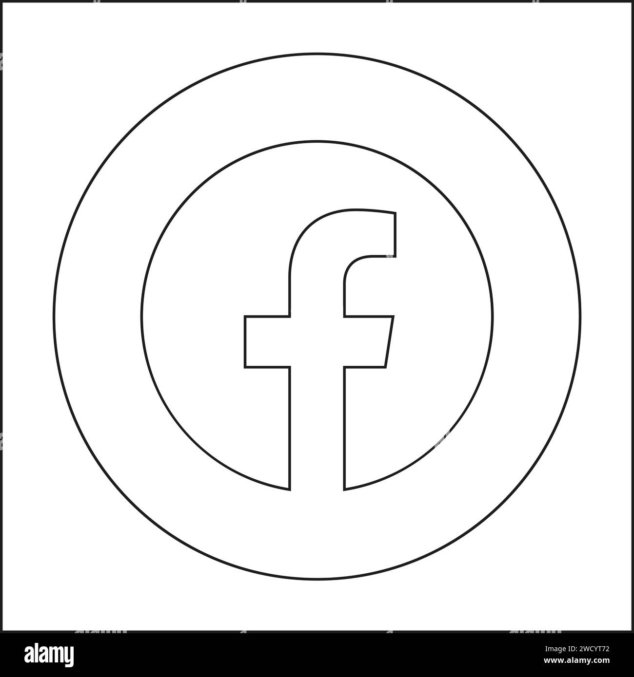 Facebook social media app thin line icon. Square shape vector ...