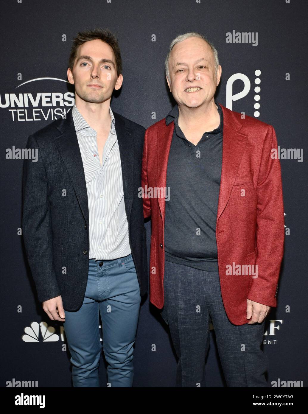 Neal Baer, right, and Brandon Weiss attend the "Law & Order: SVU" 25th ...