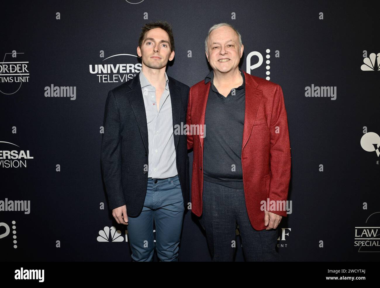 Neal Baer, right, and Brandon Weiss attend the "Law & Order: SVU" 25th anniversary celebration ...