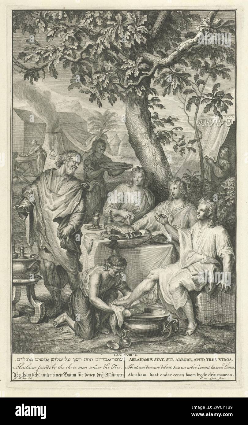 Abraham receives the three angels, Jacob de Later, after Gerard Hoet (I ...