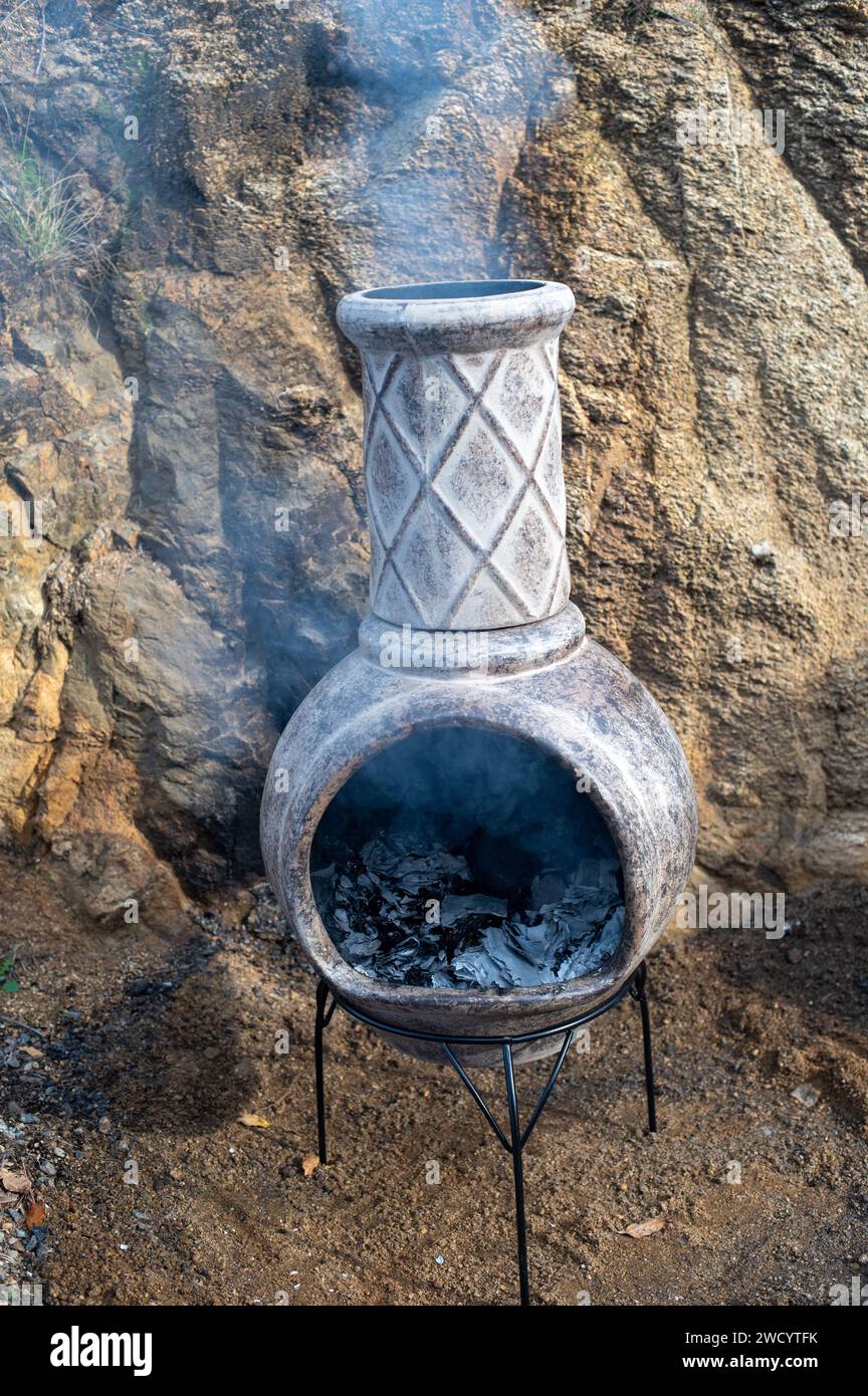 Clay chimney on a backyard Stock Photo - Alamy