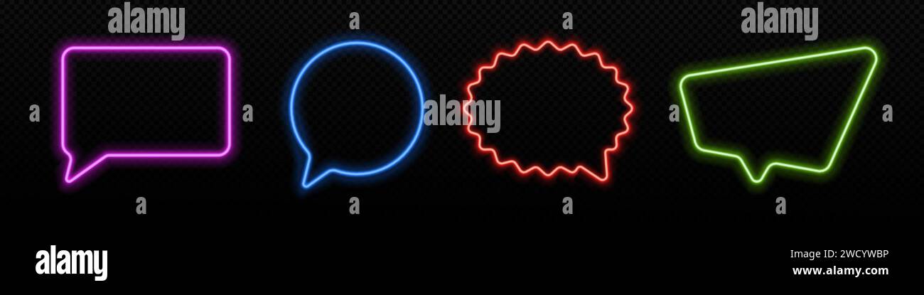 Neon vector speech frame. Neon glowing laser lamp border Stock Vector ...