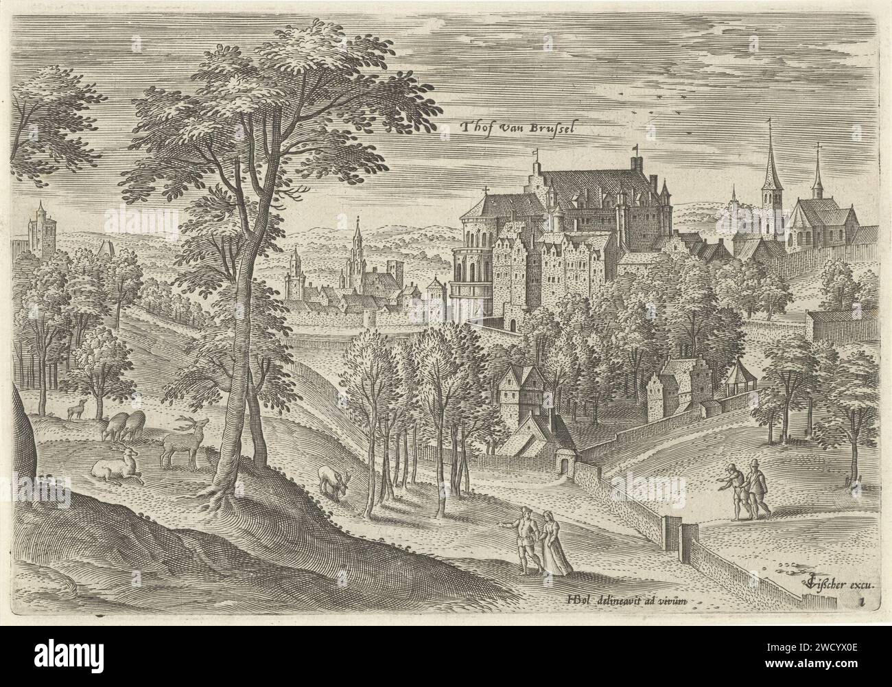 View of the Hof van Brussel, Hans Collaert (I), After Hans Bol, After ...