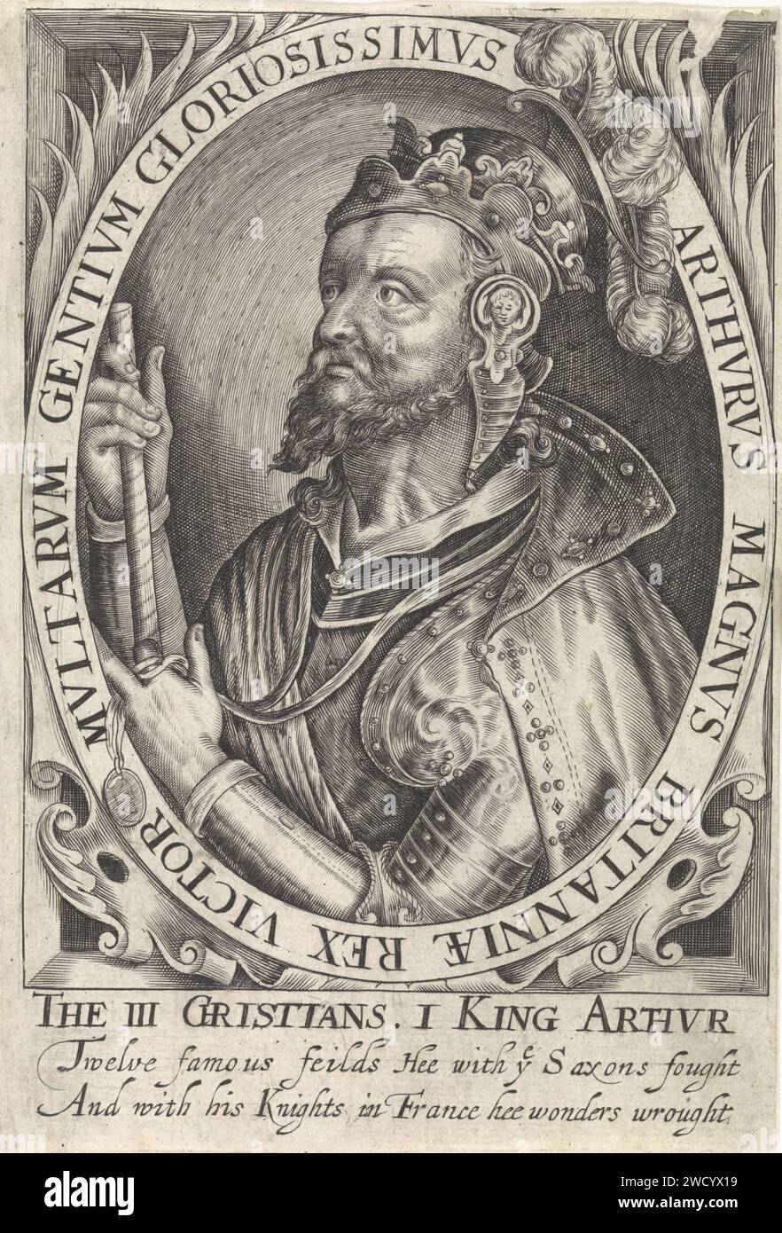 King Arthur as one of the nine heroes, Willem van de Passe, 1621 - 1636 ...