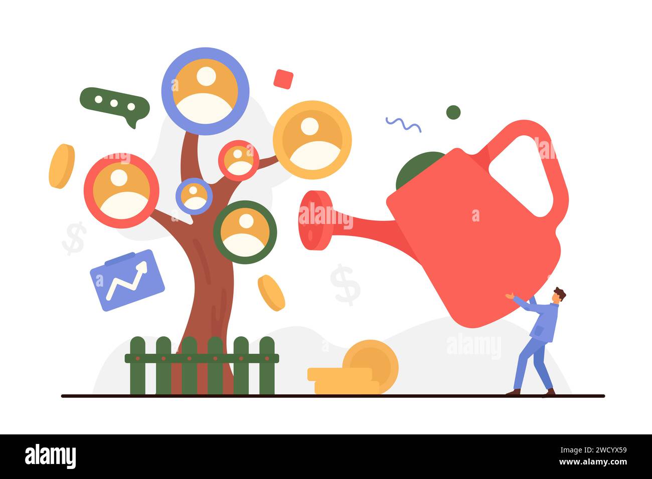 Development and organization of company employees by businessman, team ...