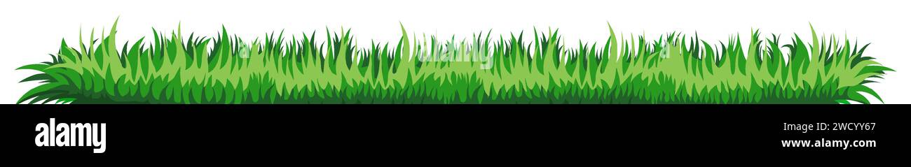 Line of green grass template. Natural glade with border side view Stock ...