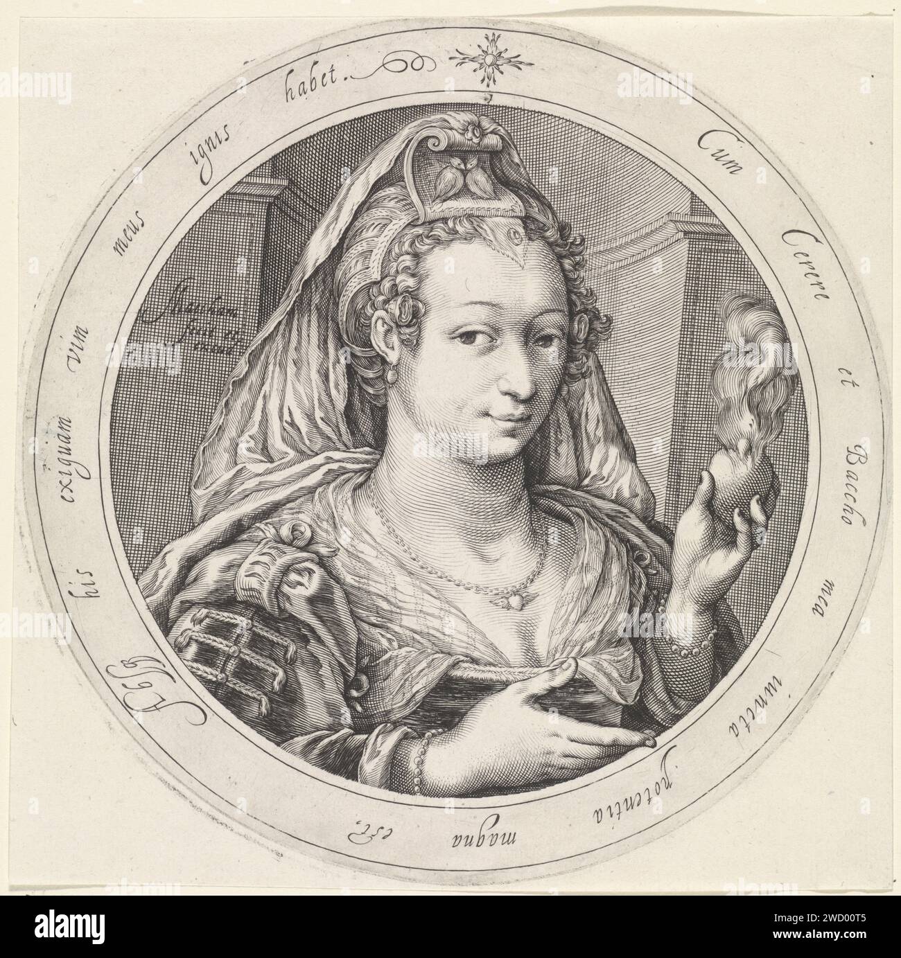 Venus with burning heart, Jacob Matham, 1599 - 1600 print Haarlem paper ...