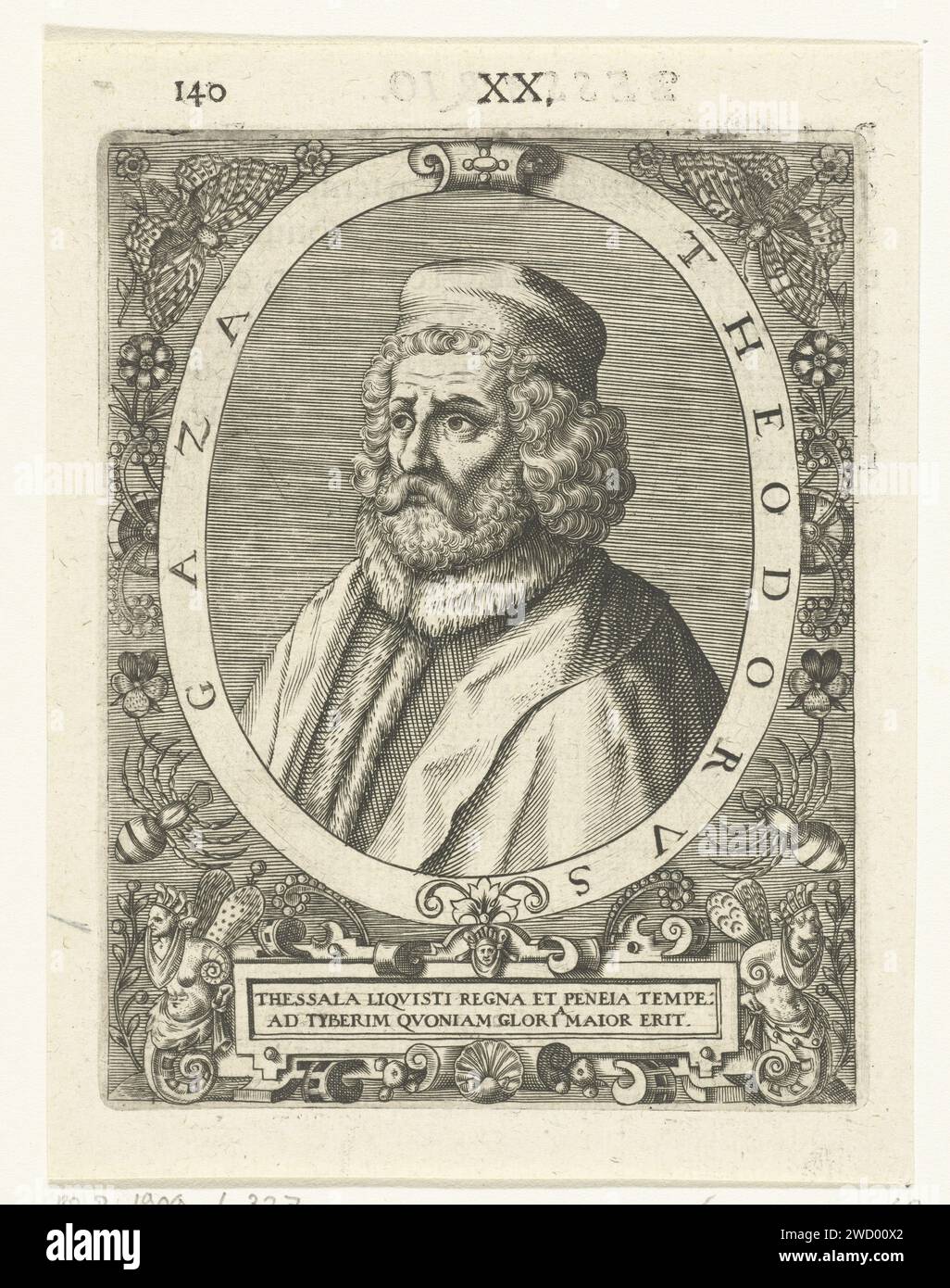 Portrait of Theodorus Gaza, Theodor de Bry, after Jean Jacques Boissard ...