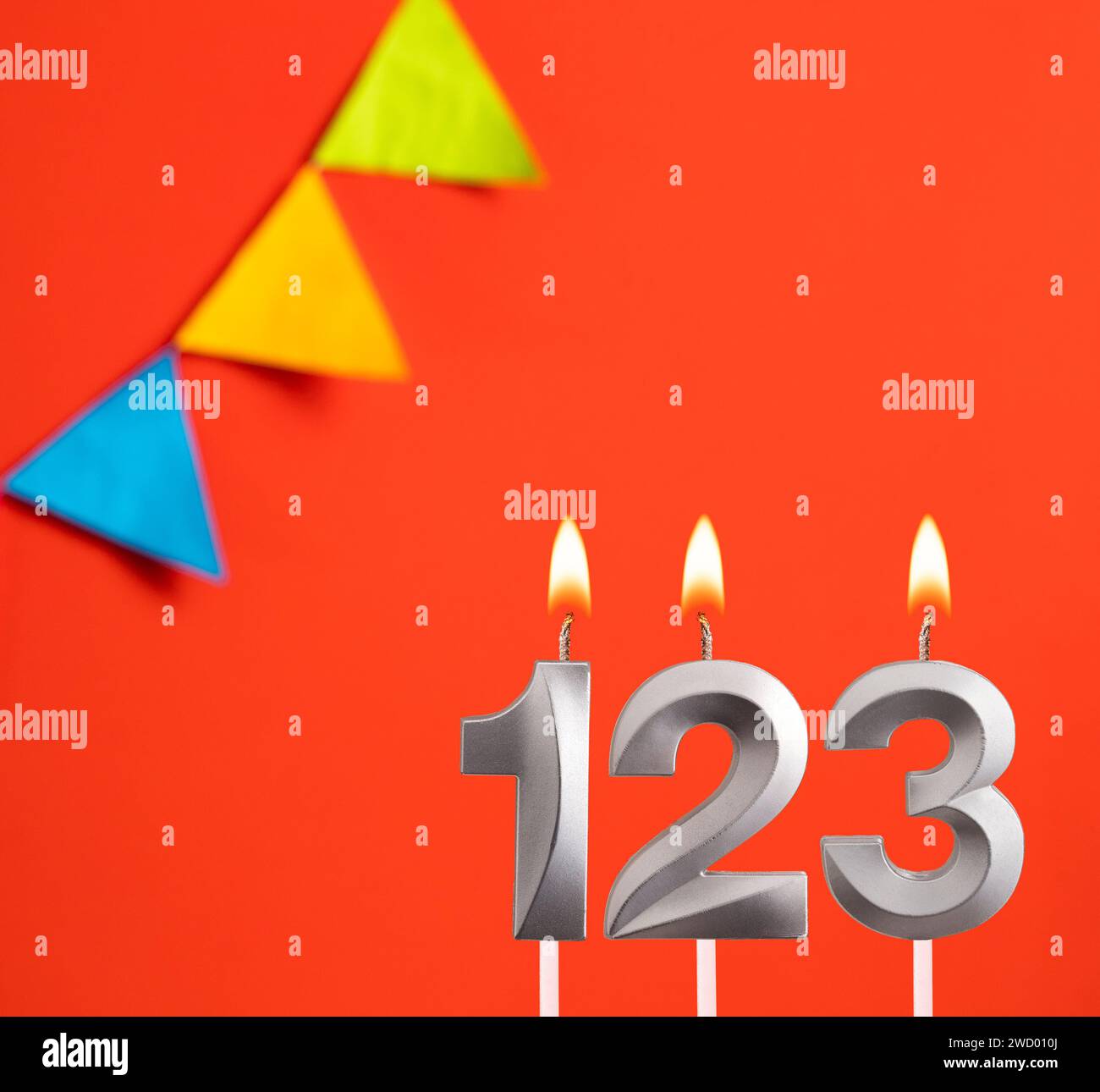 Birthday candle number 123 - Invitation card in orange background Stock ...