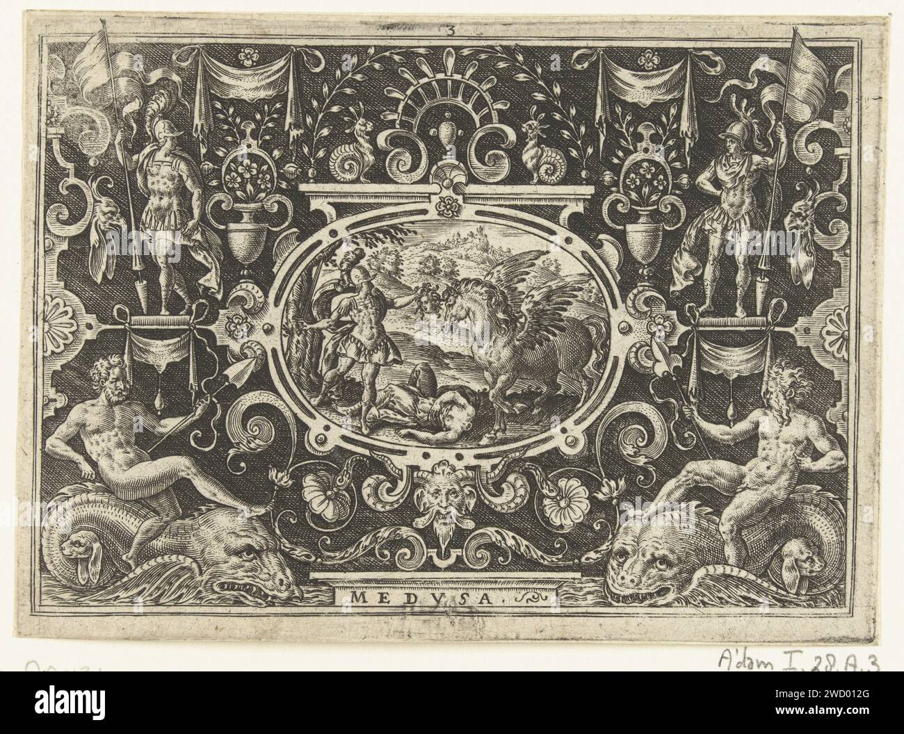Perseus with the head of Medusa, Abraham de Bruyn, 1584 print Oval ...
