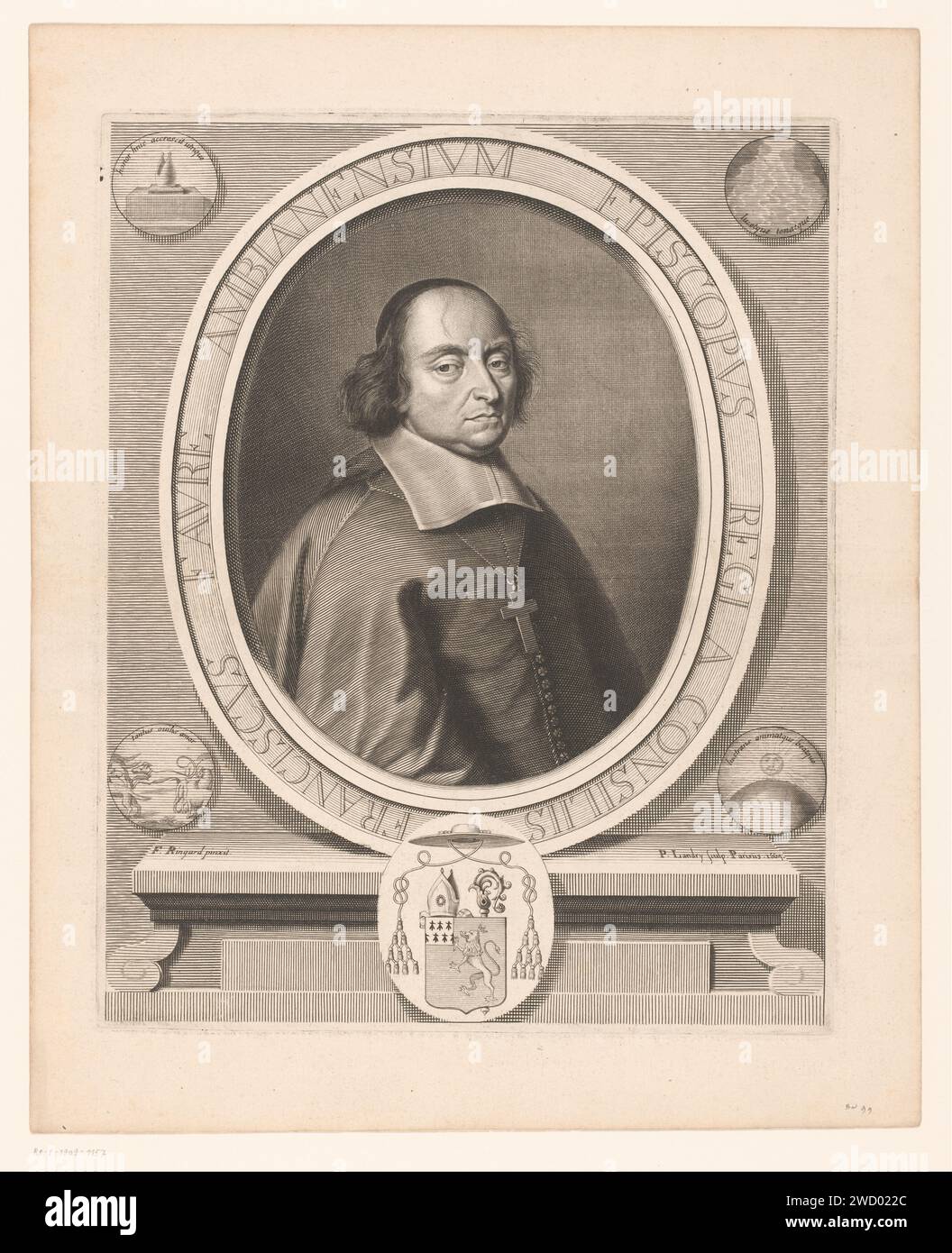 Portret van François Faure, Pierre Landry, After F. Ringard, 1664 print ...