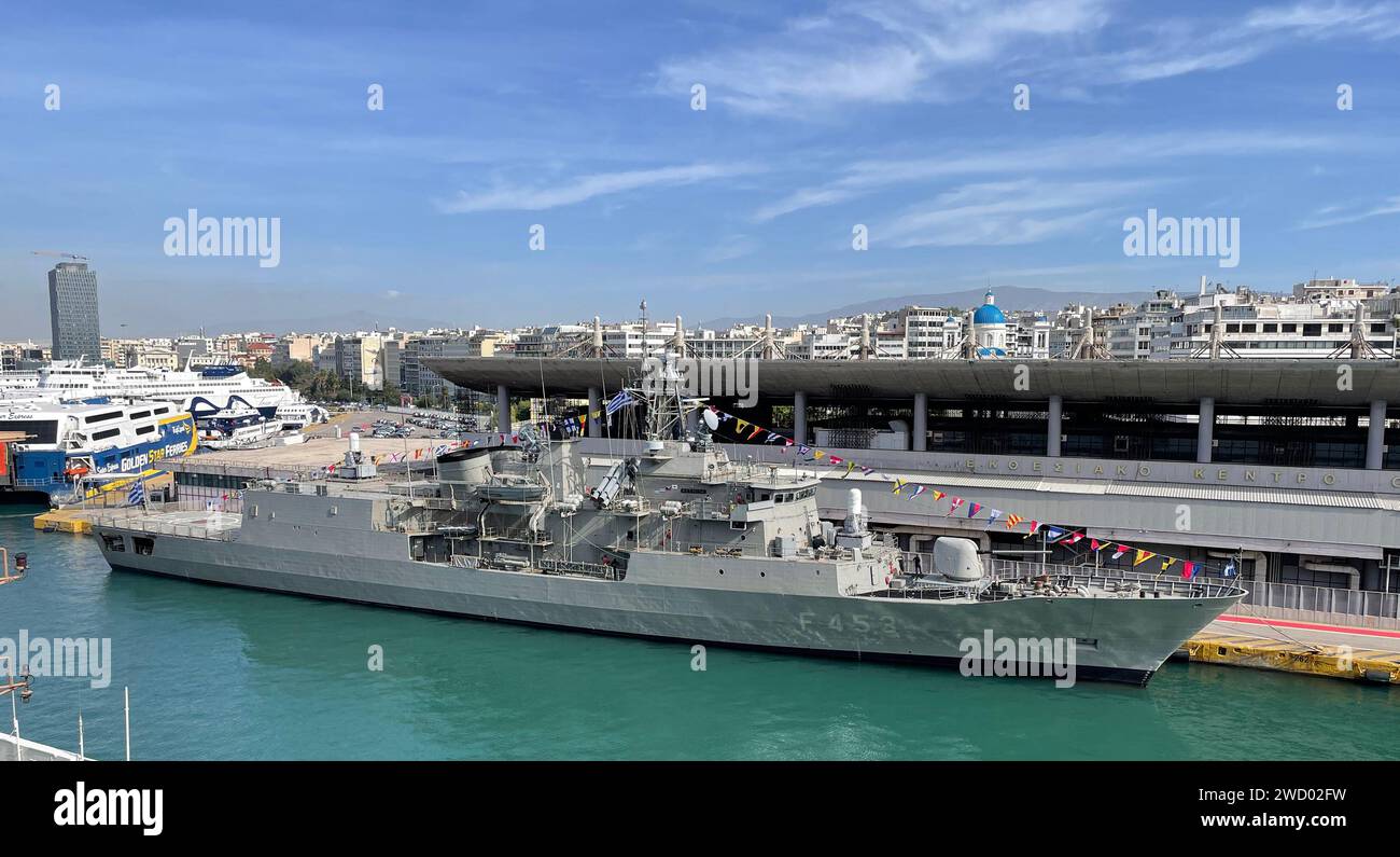 GREEK FRIGATE HS SPETSAI, F-453, at dock in Piraeus. Photo: Tony Gale ...