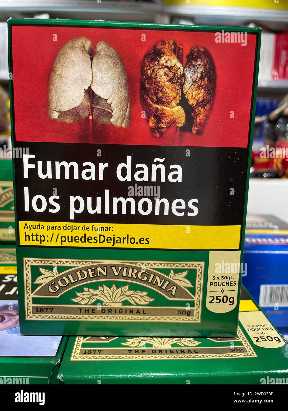 ANTI-SMOKING notices on Portuguese tobacco products. Photo: Tony Gale ...