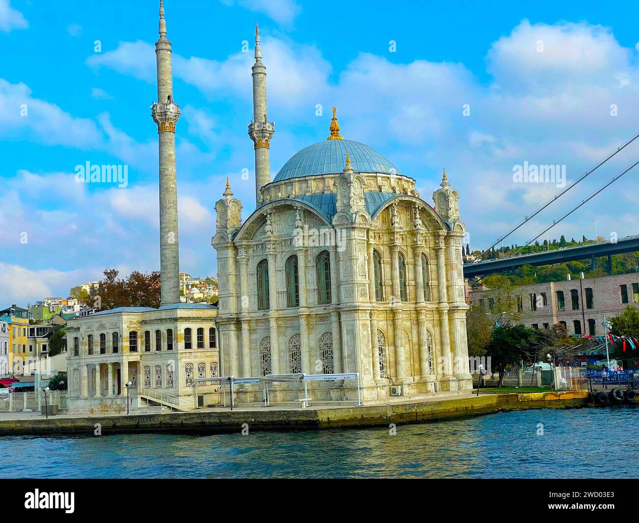 ORTAKÕY MOSQUE, Istanbul on the west side of the Bosphorus Strait, with ...