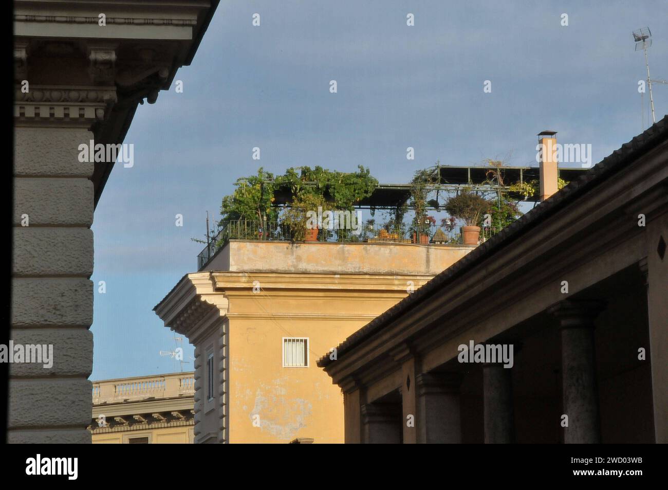 Rome / Italy 16.July 2019/Rome street and roof garden view from room in ...