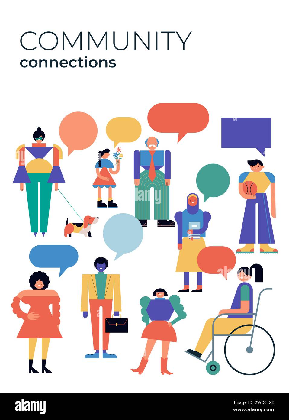 Group of people with speech bubbles, community, family or neighborhood ...