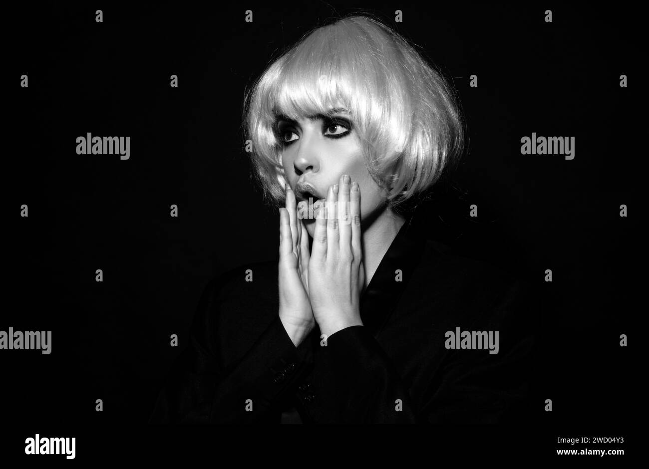 Shocked face of surprised young woman. Funny female shocked face ...