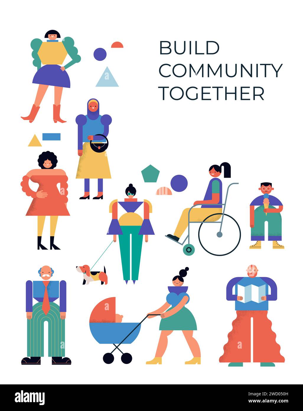 Group of people, community, family or neighborhood standing together ...