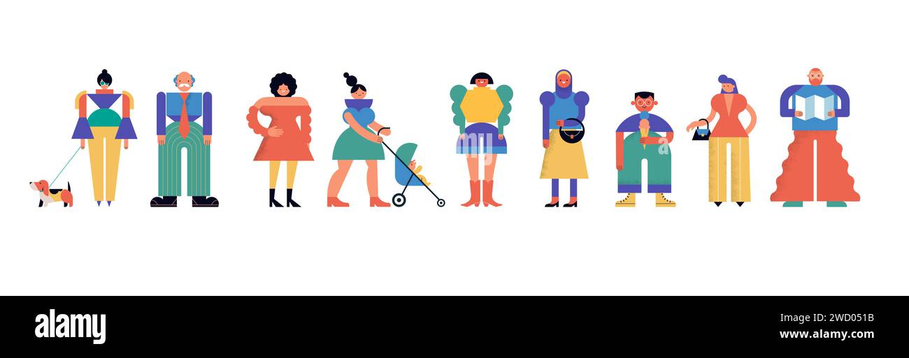 Collection of colorful people characters. Community, family or ...