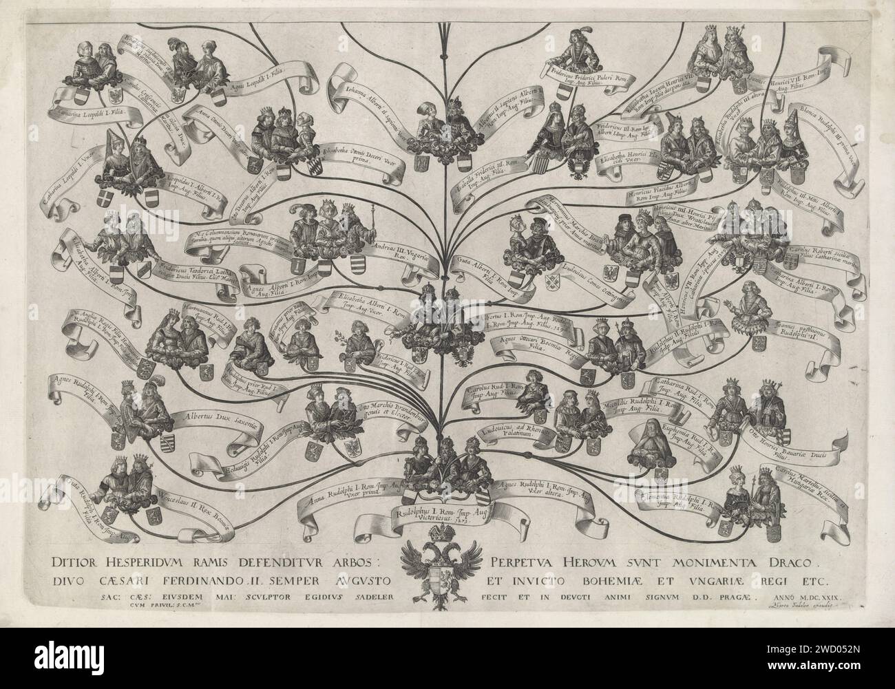 Family tree of the Habsburg House (bottom leaf), Aegidius Sadeler (II ...