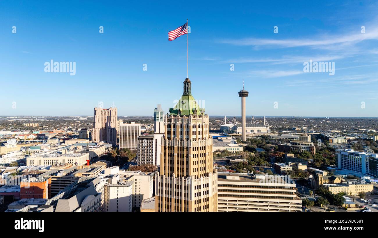 Aerial photograph of San Antonio, Texas on a winter afternoon Stock ...