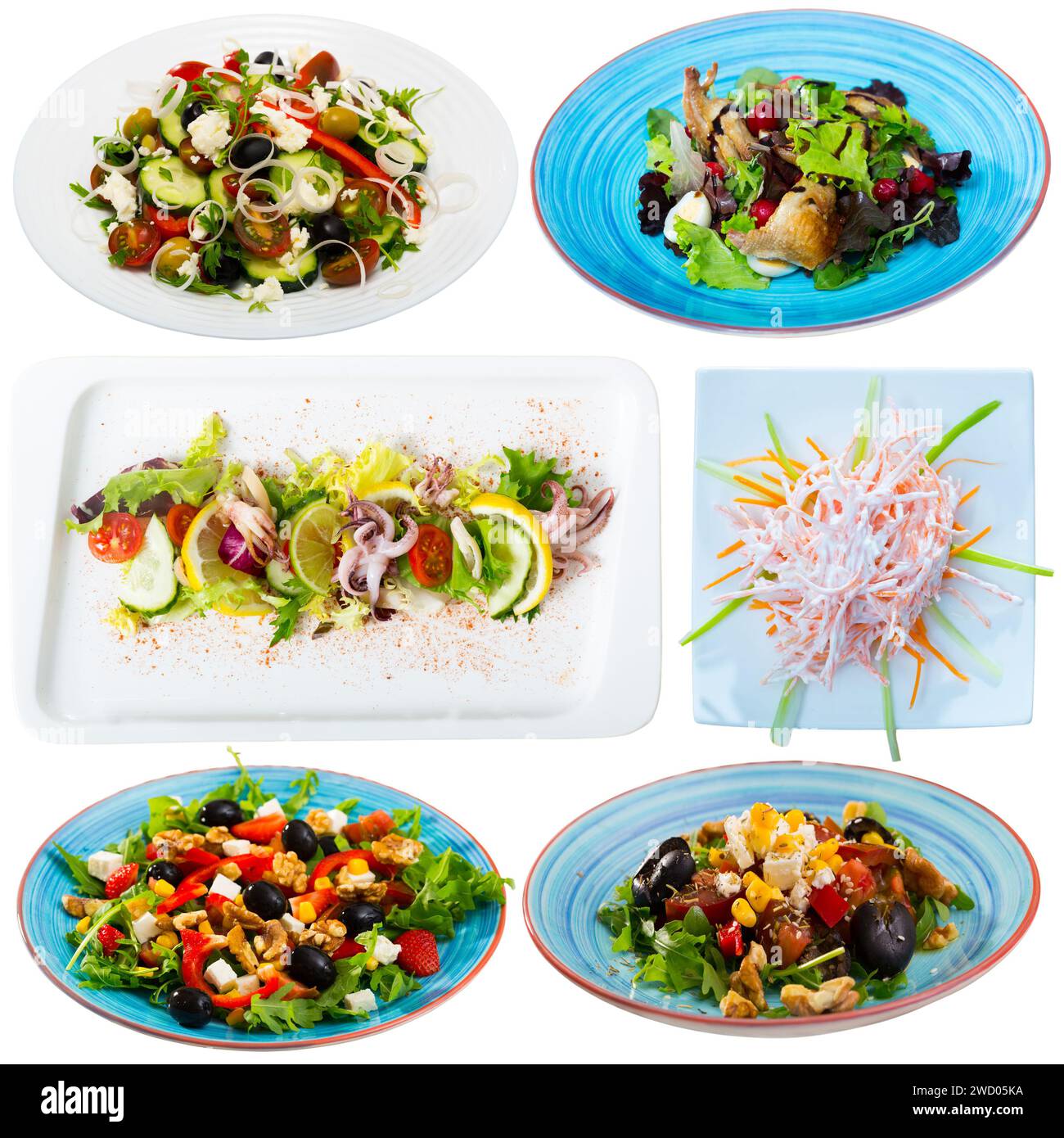 Set of various salads isolated Stock Photo - Alamy