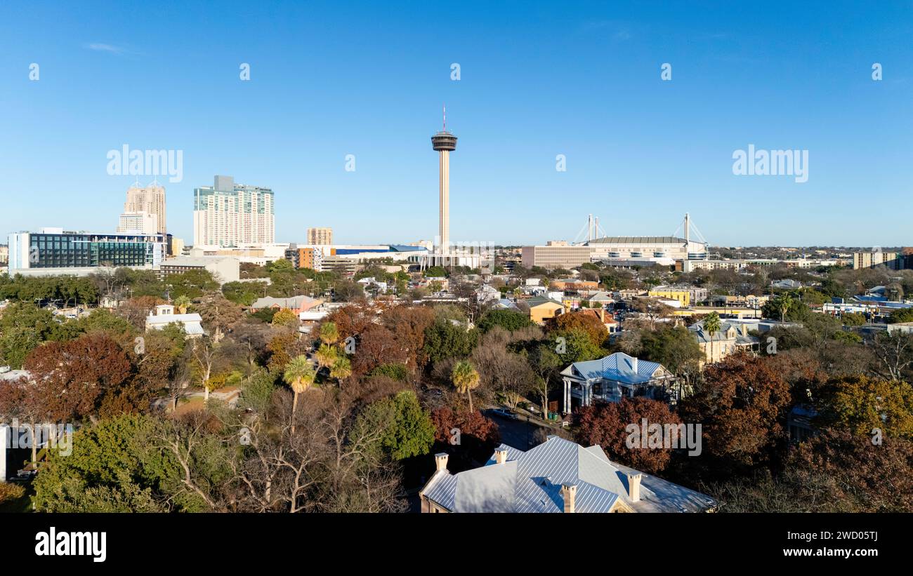 Aerial photograph of San Antonio, Texas on a winter afternoon Stock ...