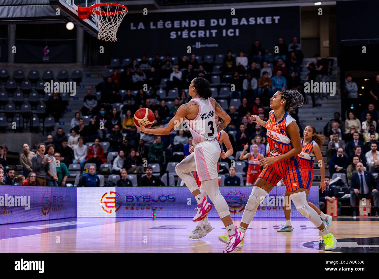 Lyon, France. 17th Jan, 2024. Gabby Williams (3) from ASVEL in action ...