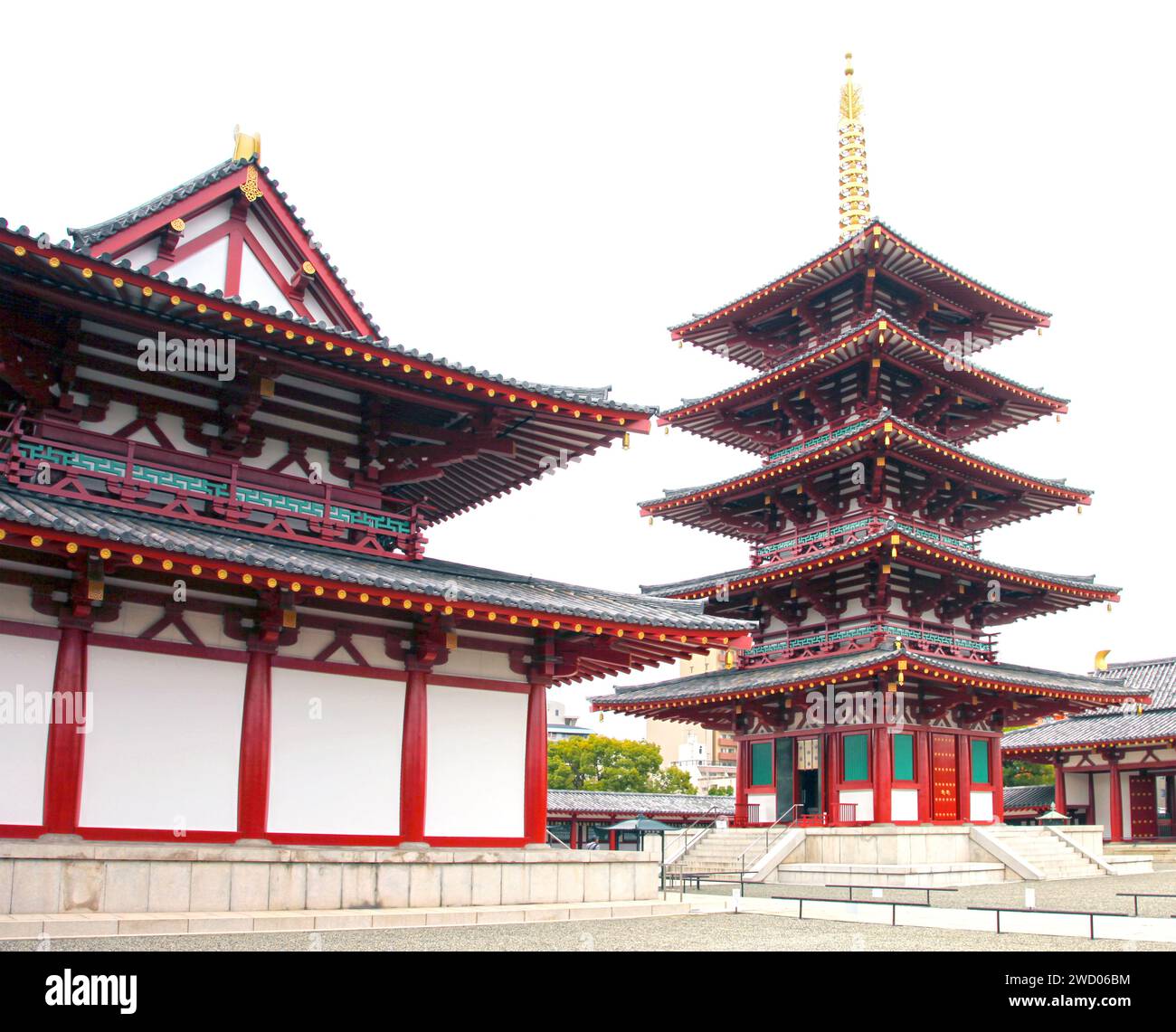 Shitennoji Temple and Five Story Pagoda in Osaka, Japan Stock Photo - Alamy