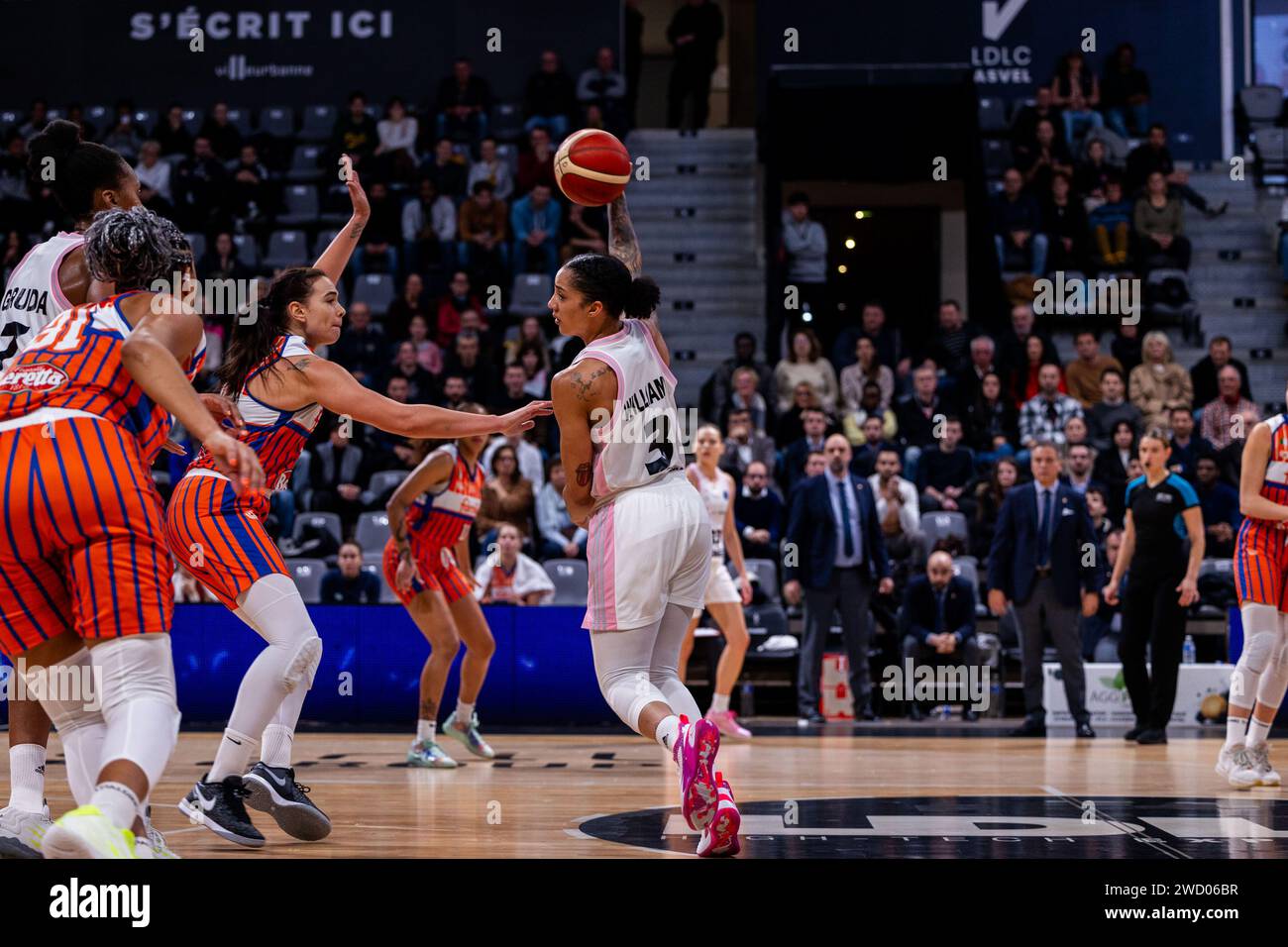 Lyon, France. 17th Jan, 2024. Gabby Williams (3) from ASVEL in action ...