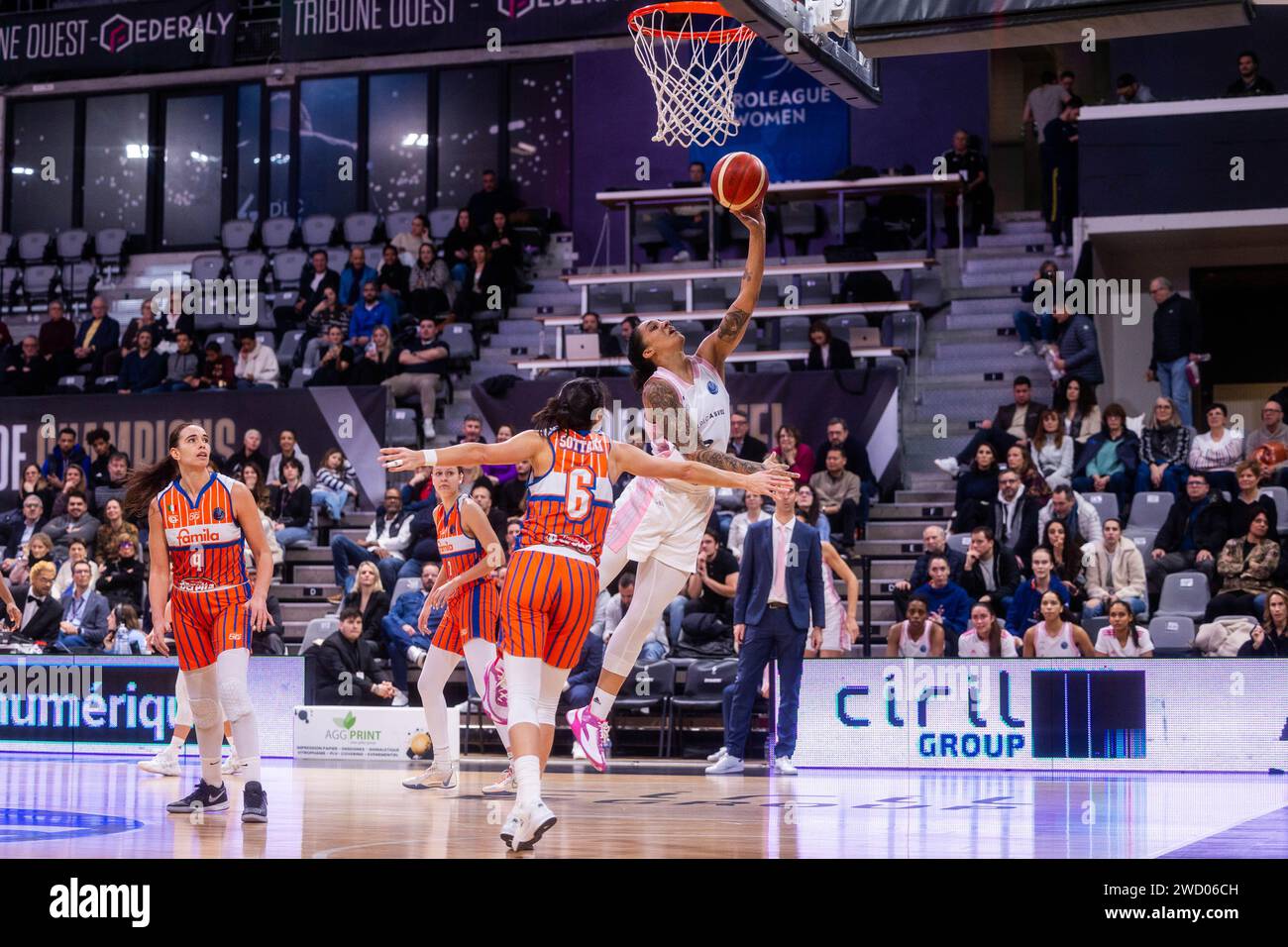 Lyon, France. 17th Jan, 2024. Gabby Williams (3) from ASVEL in action ...