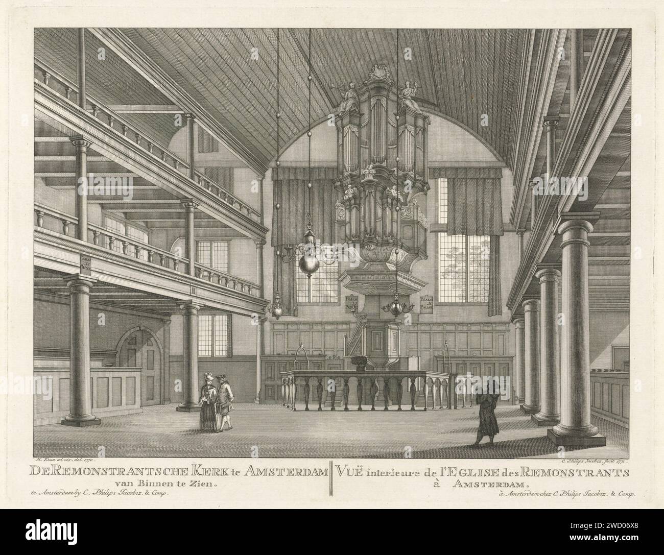 Interior of the Remonstrant church in Amsterdam, Caspar Jacobsz ...