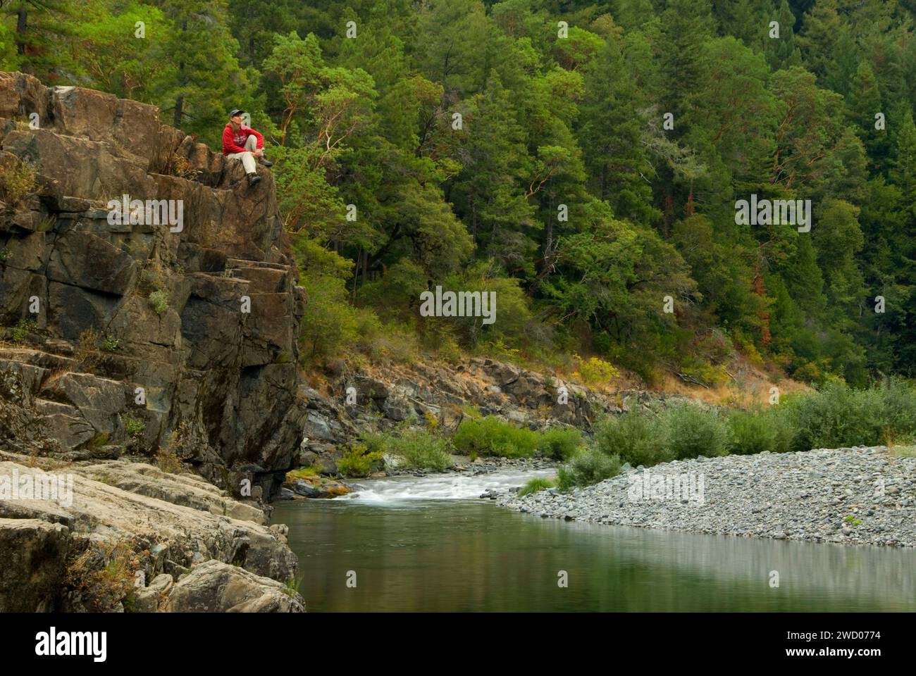 Cliff perch above South Fork Smith River at the Forks, Smith River ...