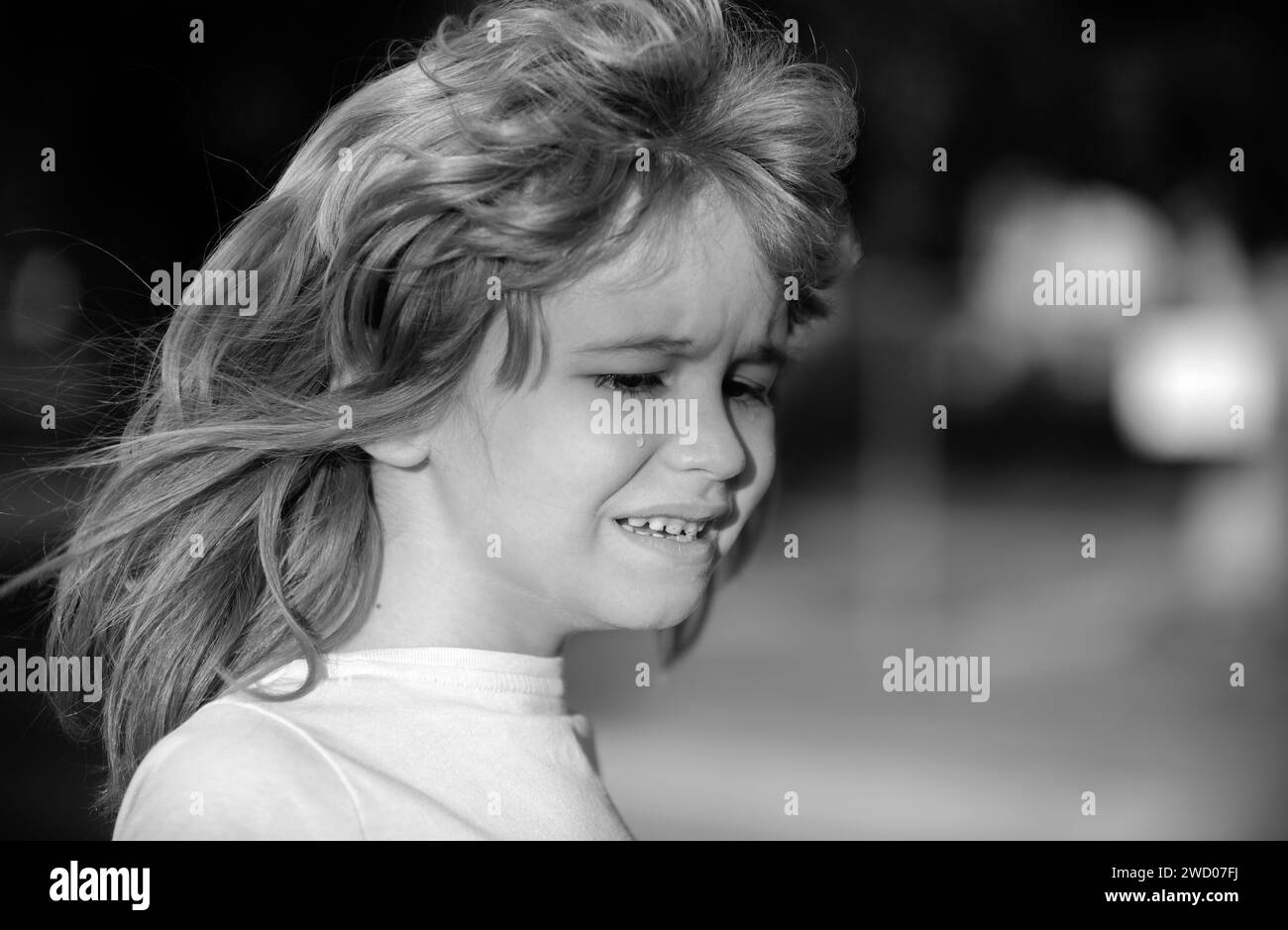 Unhappy sad kid face. Closeup face of child boy crying outdoor. Tears ...