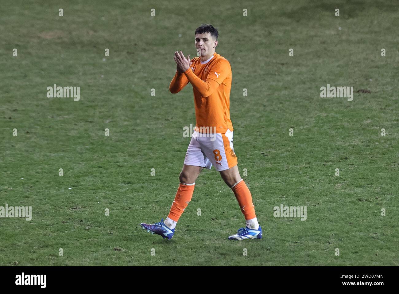 Albie Morgan of Blackpool applauds the home fans during the Emirates FA ...