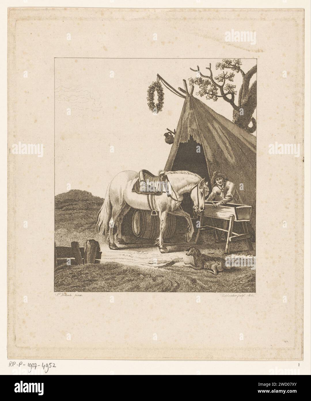 Man with a horse at Voistbak, Abraham Lion Zeelander, after Pieter ...