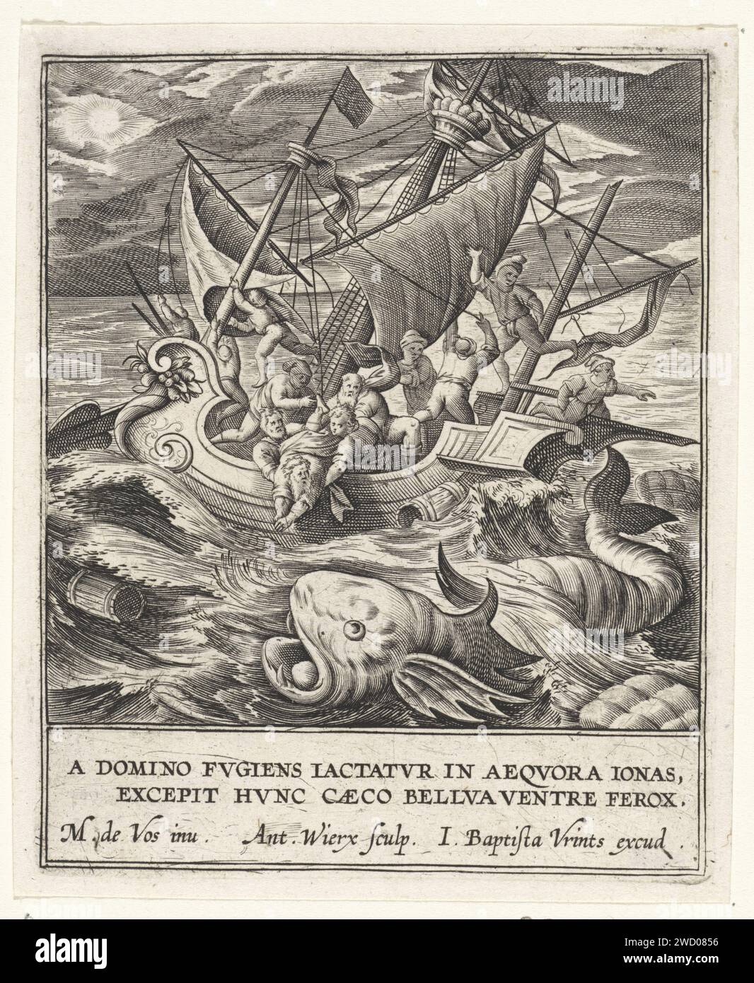 Jonah is thrown overboard by the sailors, Antonie Wierix (II), After ...