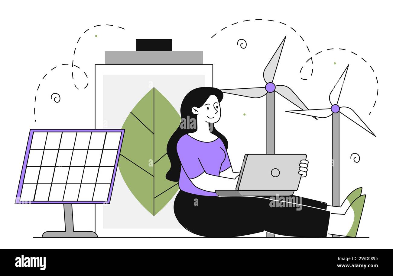 Alternative energy vector linear concept Stock Vector Image & Art - Alamy