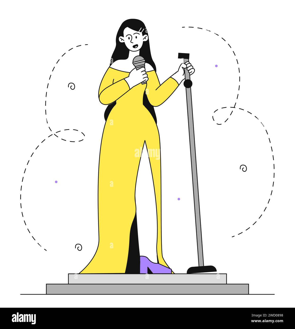 Singer woman at scene vector linear Stock Vector Image & Art - Alamy