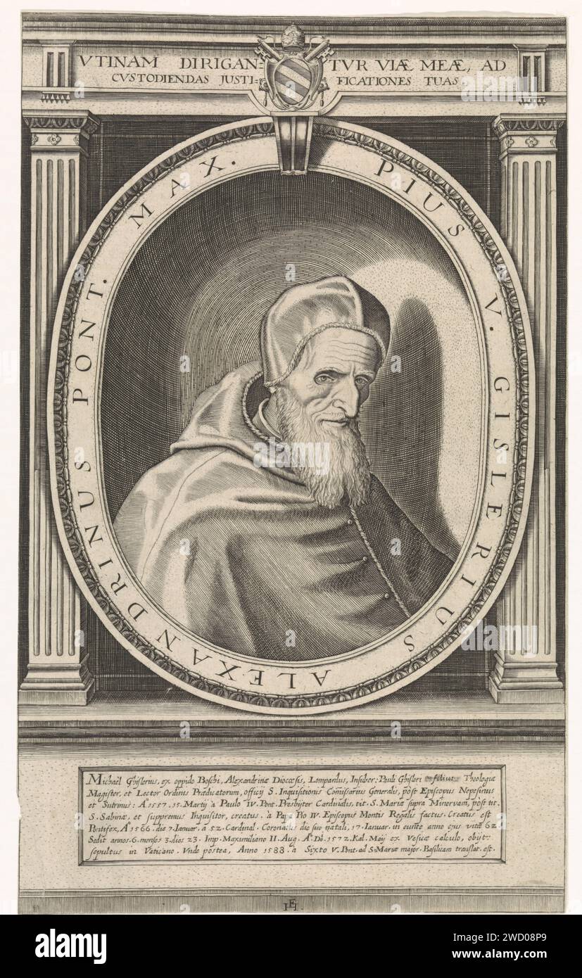 Portrait of Pope Pius V, Friedrich van Hulsen, 1590 - 1665 print ...