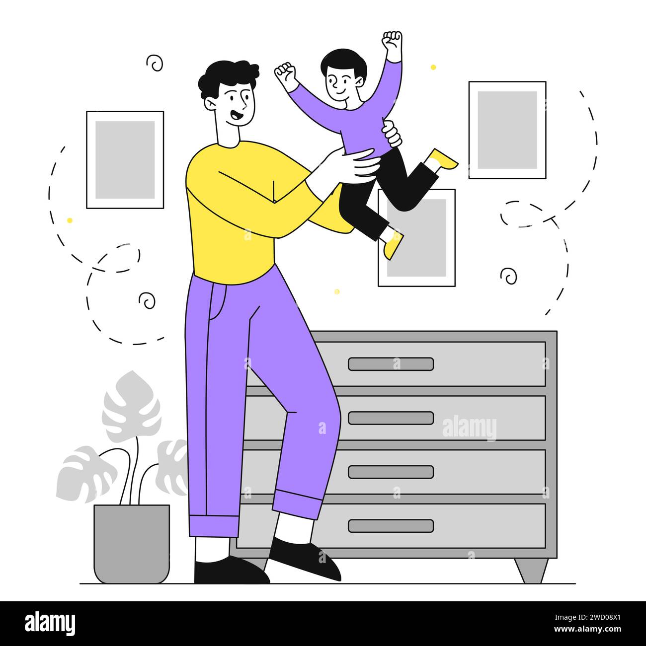 Playful father son home Stock Vector Images - Alamy