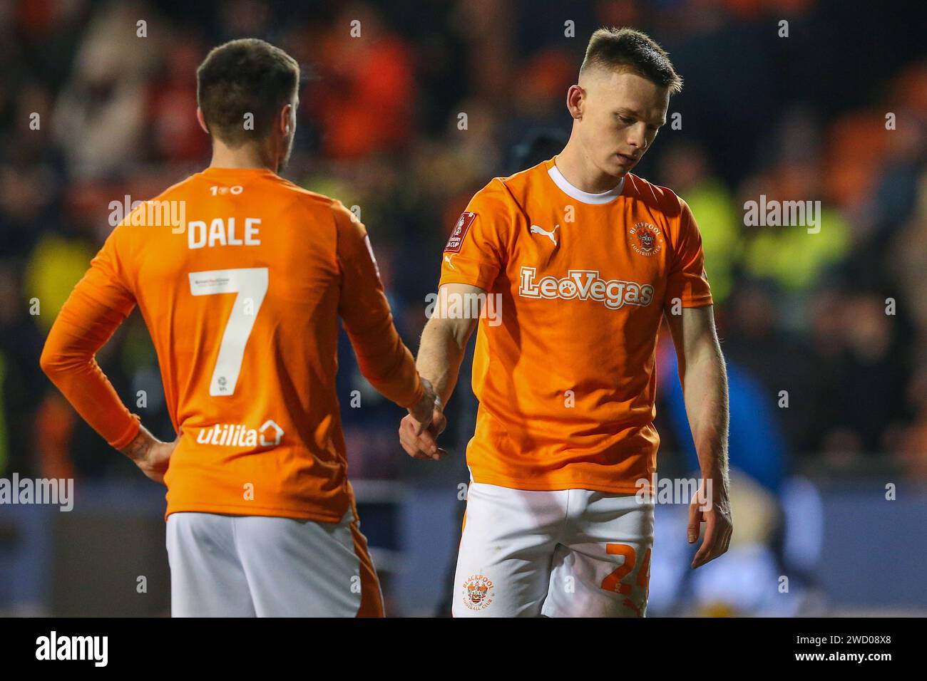 Blackpool, UK. 17th Jan, 2024. A dejected Andy Lyons of Blackpool ...