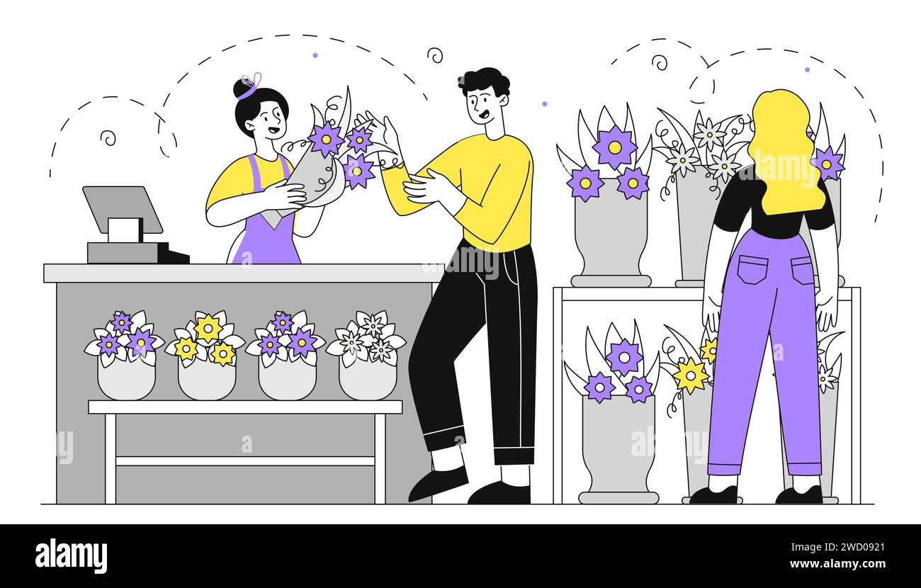 Flower shop assistant Stock Vector Images - Alamy