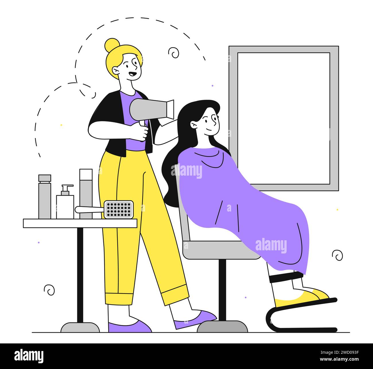 Hairdresser with client vector linear Stock Vector Image & Art - Alamy